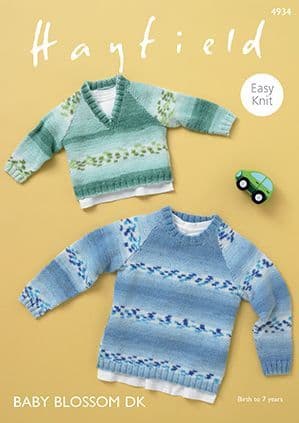 Hayfield Baby Blossom DK Sweaters Knitting Pattern 4934