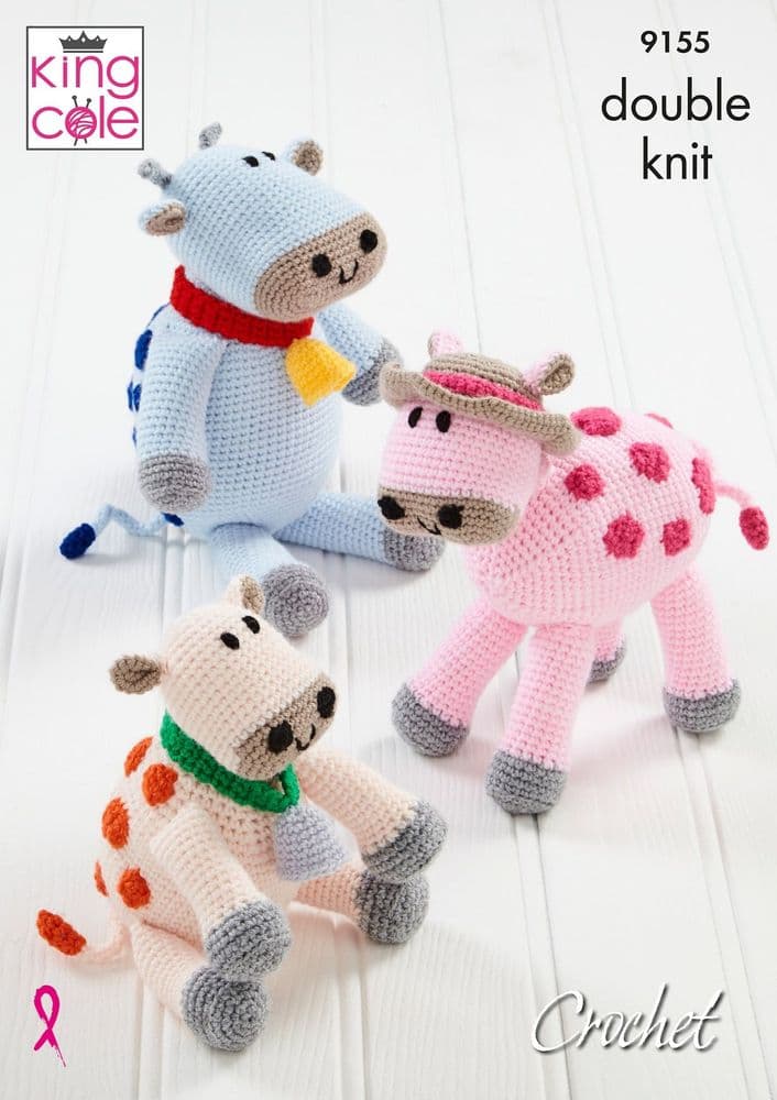 King Cole Amigurumi Cows Crochet Pattern 9155