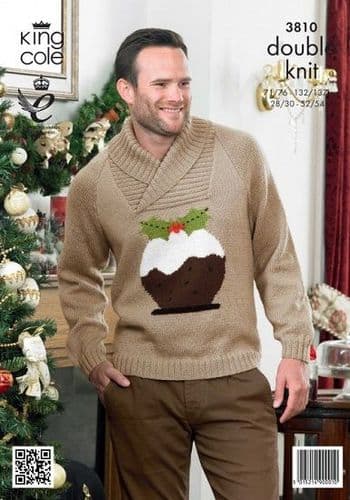 King Cole DK Christmas Pudding Sweaters Knitting Pattern 3810