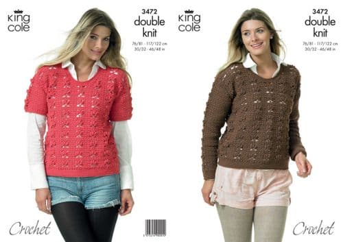 King Cole DK Sweaters Crochet Pattern 3472