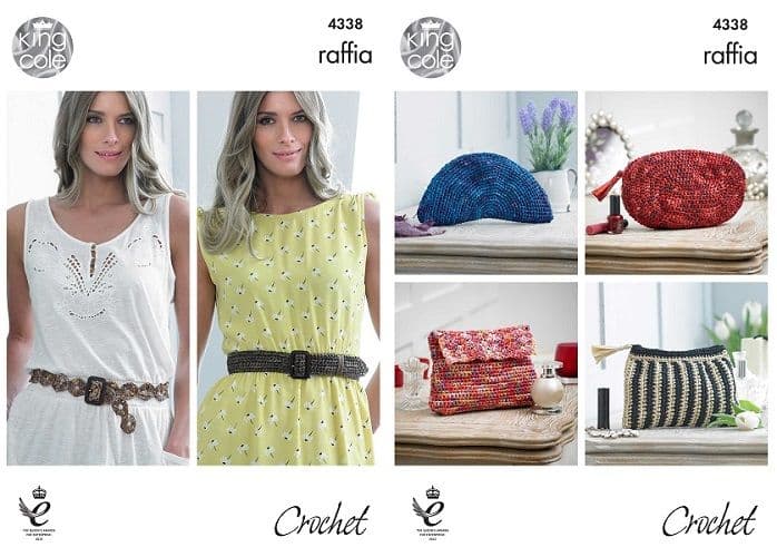 King Cole RAFFIA Purses Belts Crochet Pattern 4338