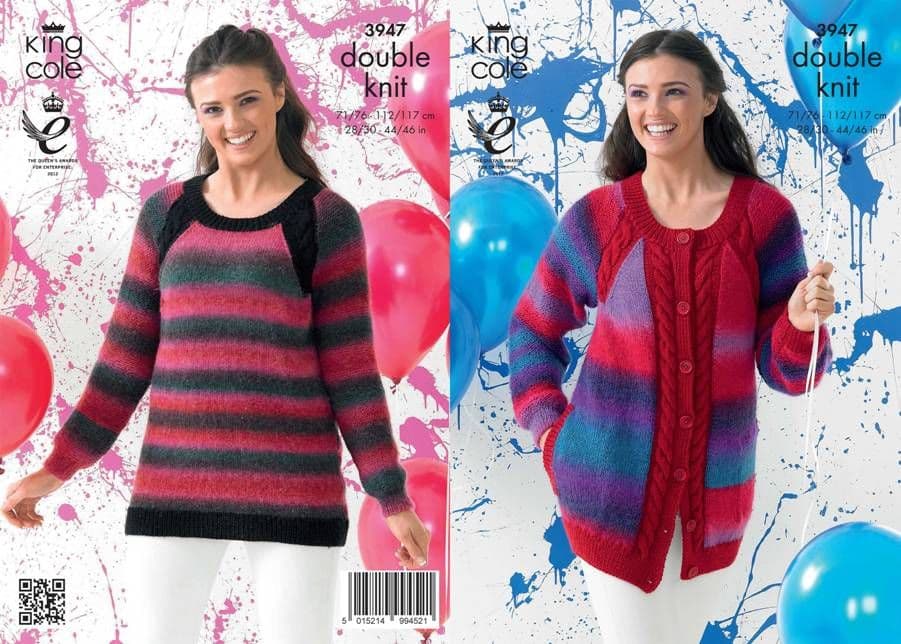 King Cole Riot Cardigan Sweater Knitting Pattern 3947