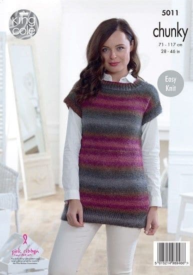 King Cole Riot Chunky Waistcoat & Top Knitting Pattern 5011