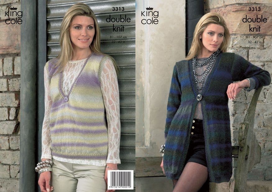 King Cole Riot DK Cardigan and Top Knitting Pattern 3313