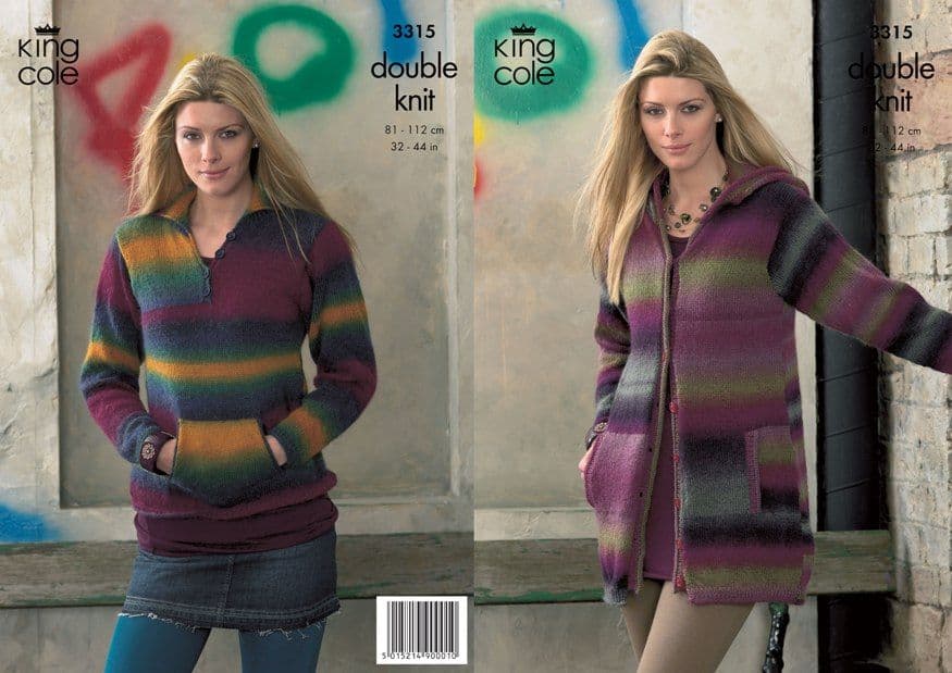 King Cole Riot DK Coat and Top Knitting Pattern 3315