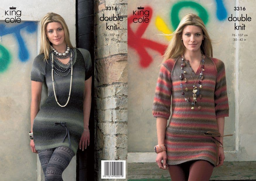 King Cole Riot DK Longline Top Knitting Pattern 3316