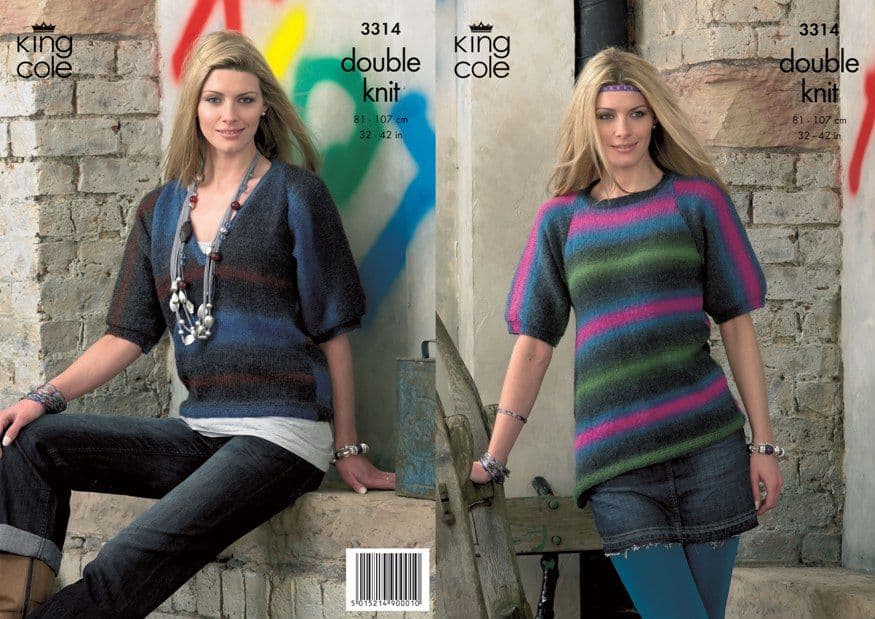 King Cole Riot DK Sweaters Knitting Pattern 3314