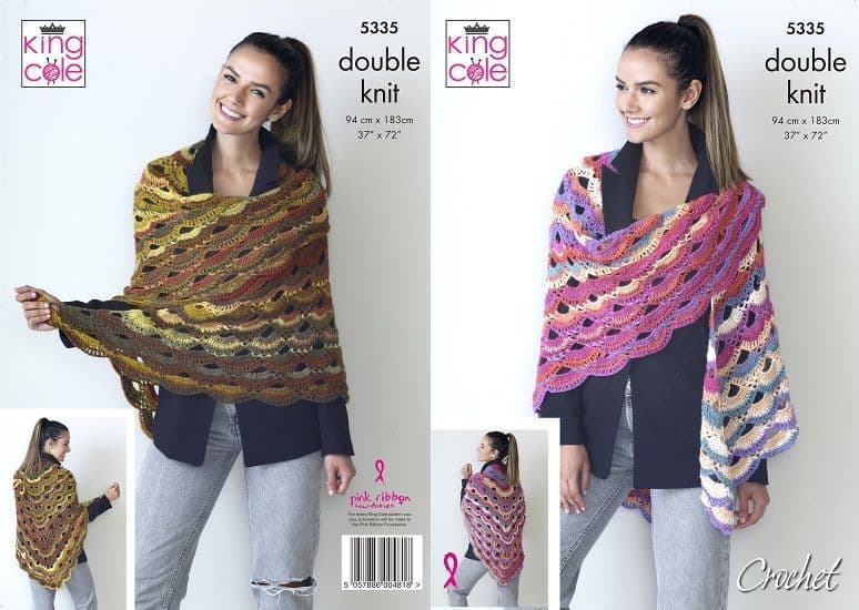 King Cole Riot Virus Shawl Crochet Pattern 5335