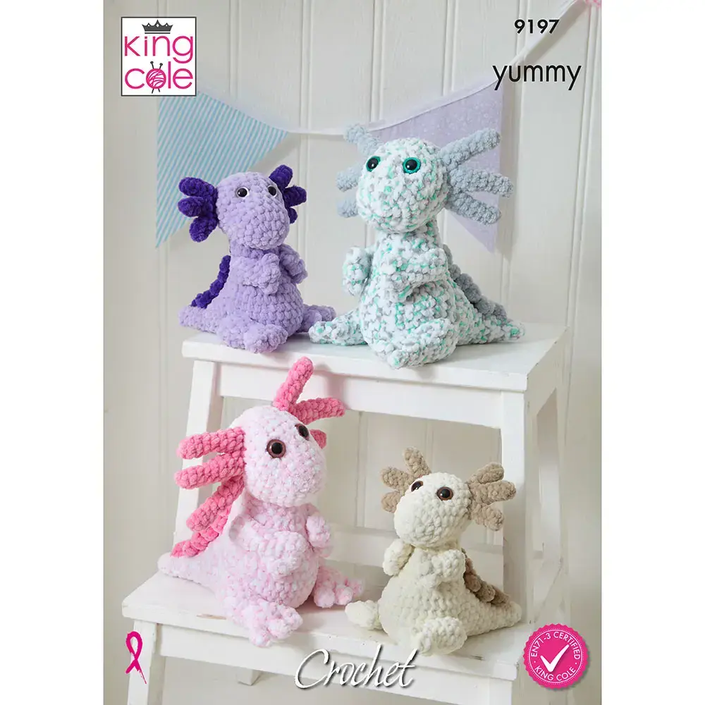 King Cole Yummy Axolotls Toys 9197 Crochet Pattern