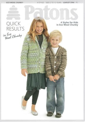 Patons Eco Wool Chunky Kids Knitting Pattern 3744