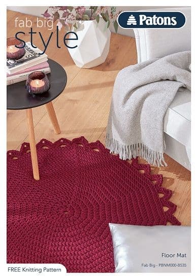 Patons Fab Big Floor Mat Crochet Pattern 5353 FREE