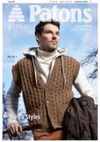 Patons Fab DK Men s Vest & Pullover Knitting Pattern 3874