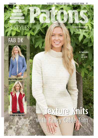 Patons Fab DK Textured Knits Pattern 3936