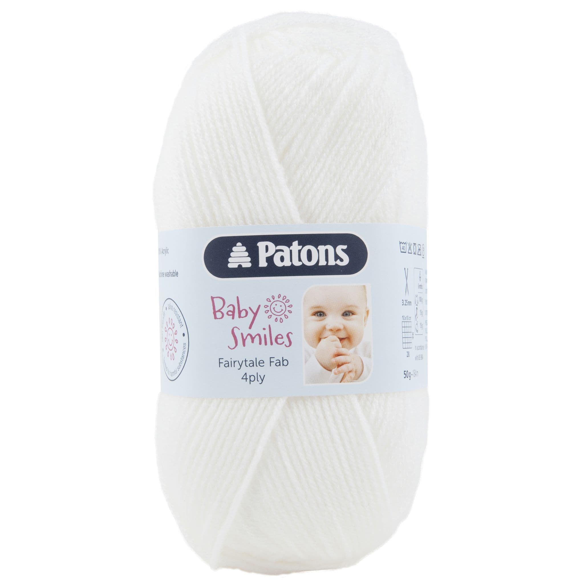 Patons Fairytale Fab 4ply 01001 White Baby Yarn