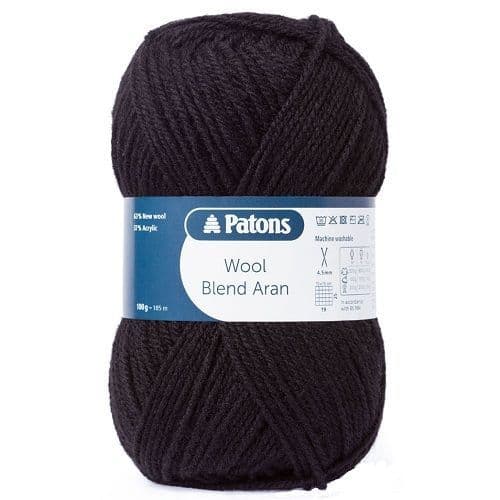 Patons Wool Blend Aran 099 Black DISCONTINUED