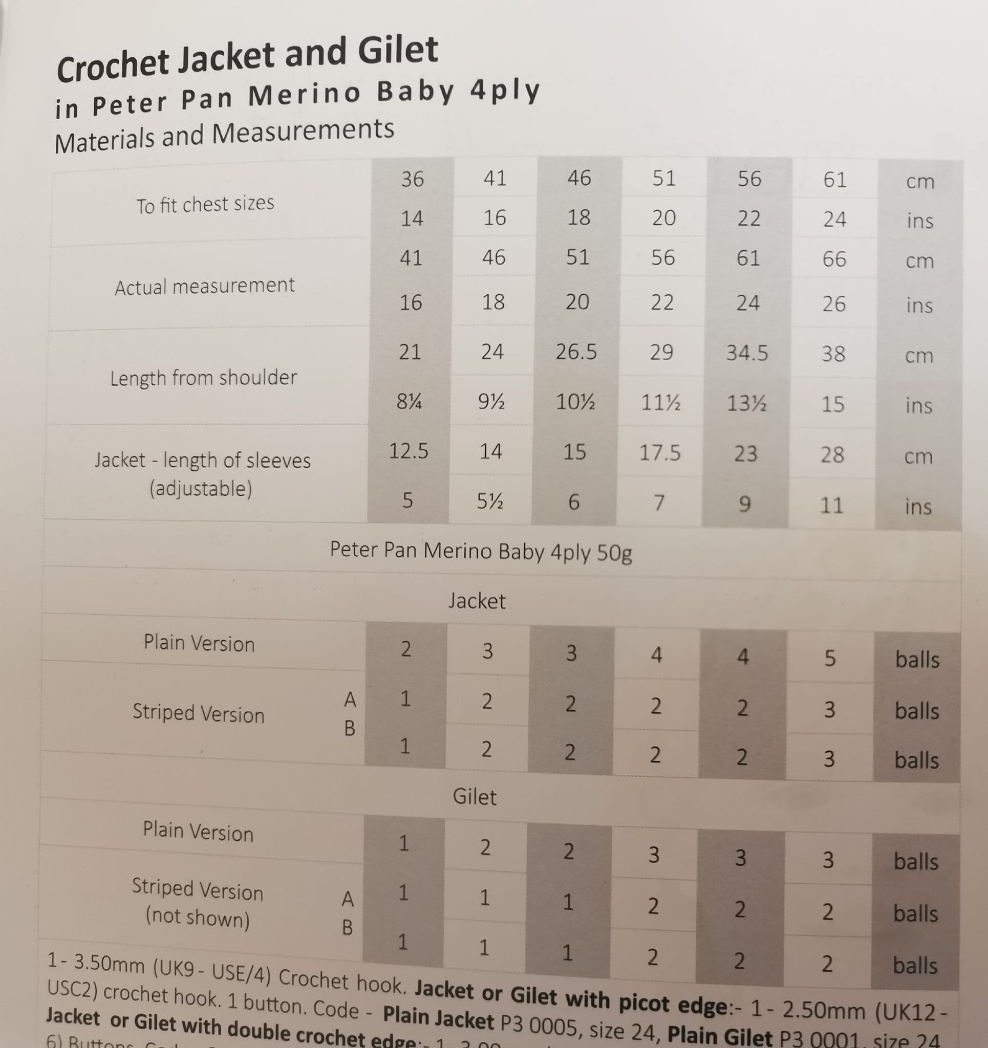 Peter Pan 4Ply 1229 Jacket Gilet Baby Crochet Pattern REDUCED