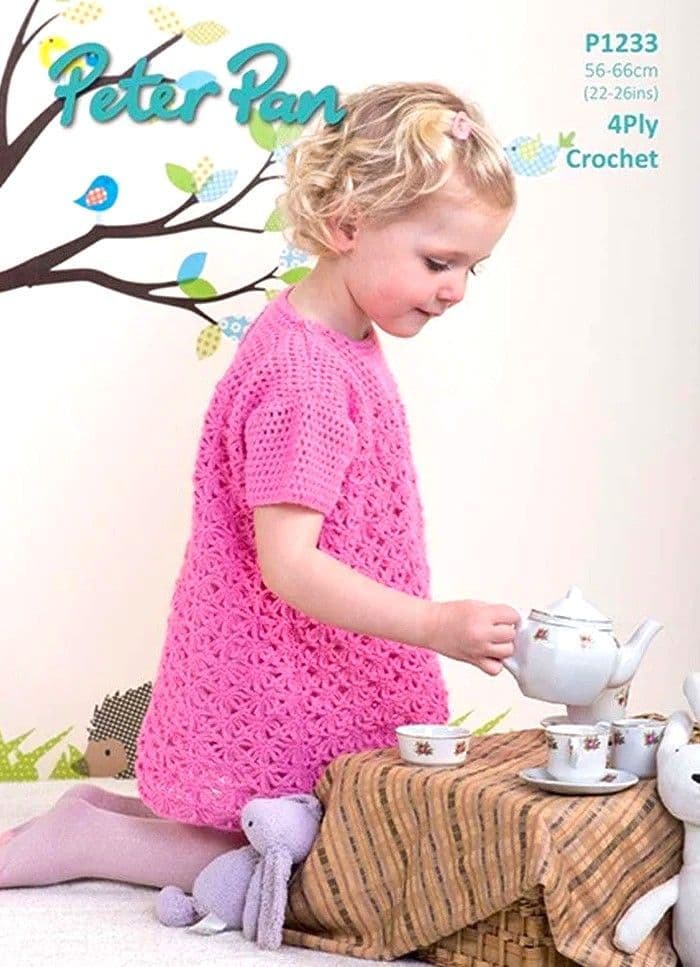 Peter Pan 4Ply 1233 Dress Baby Crochet Pattern REDUCED