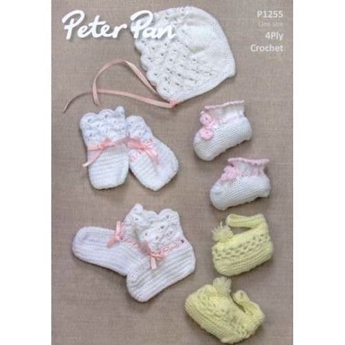 Peter Pan 4Ply P1255 Accessories Baby Crochet Pattern REDUCED
