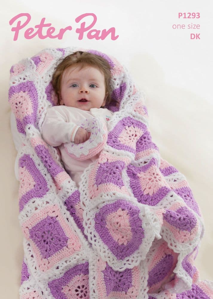 Peter Pan DK P1293 Cot Blanket Doughnut Baby Crochet Pattern REDUCED
