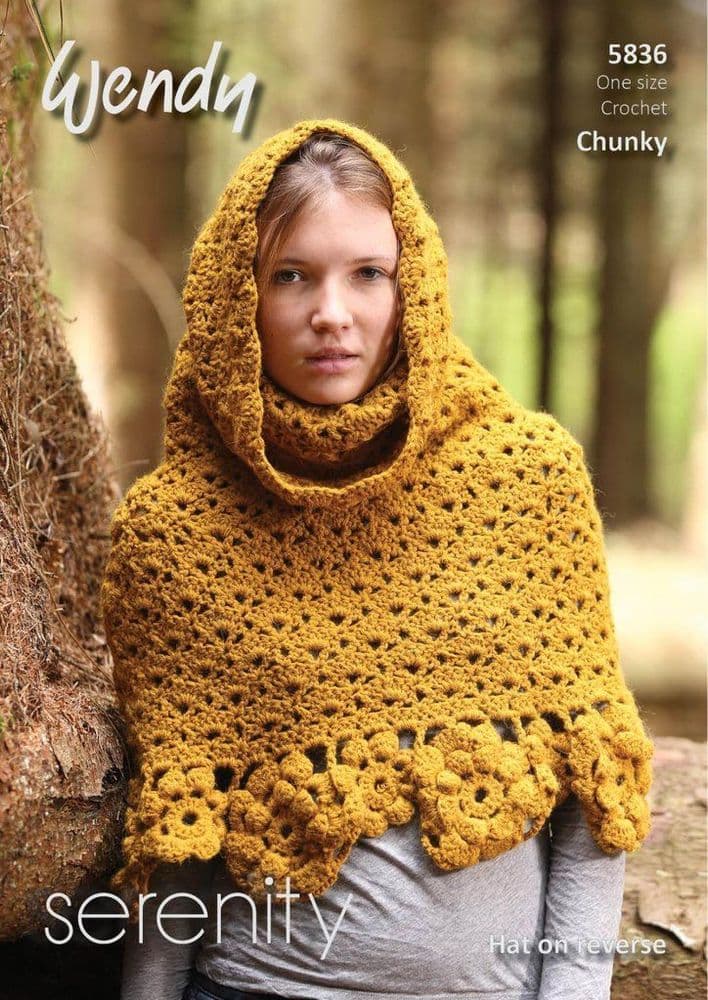 Wendy Chunky Poncho Hat 5836 Crochet Pattern REDUCED