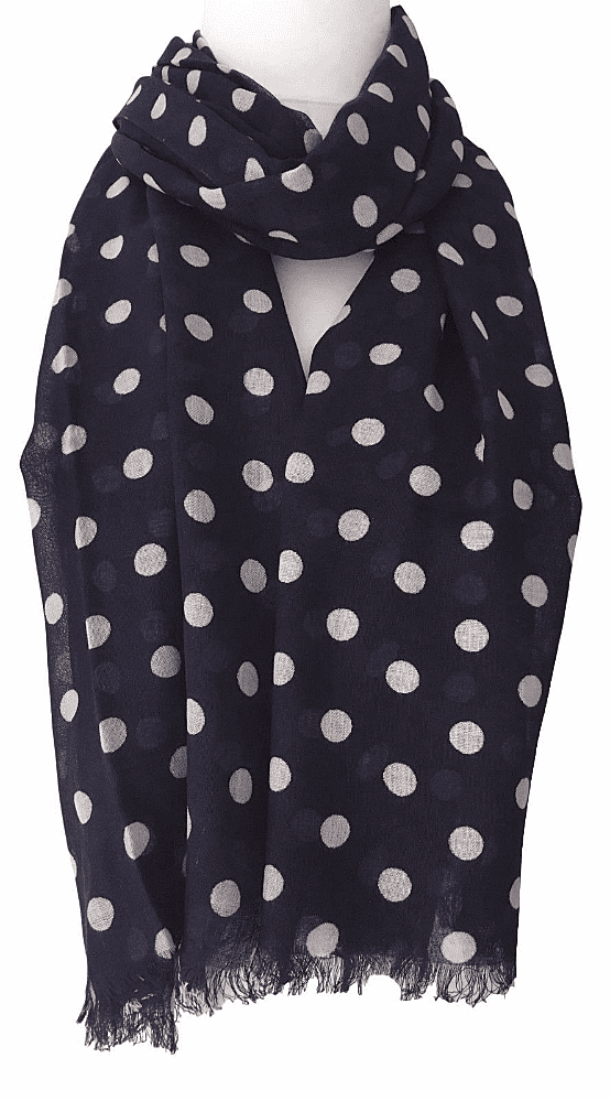 Polka Dot Scarf in Black with White Polka Dots