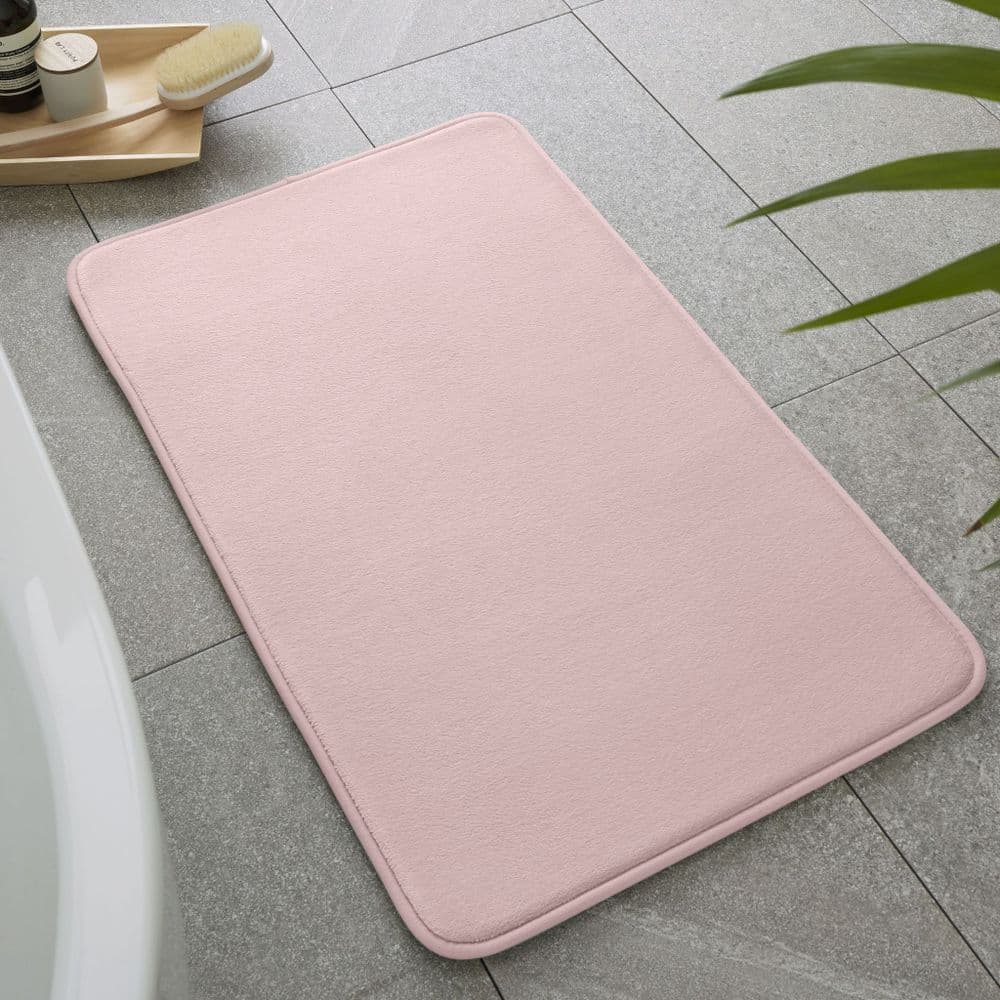 Catherine Lansfield Anti-Bacterial Memory Foam Pink Bath Mat