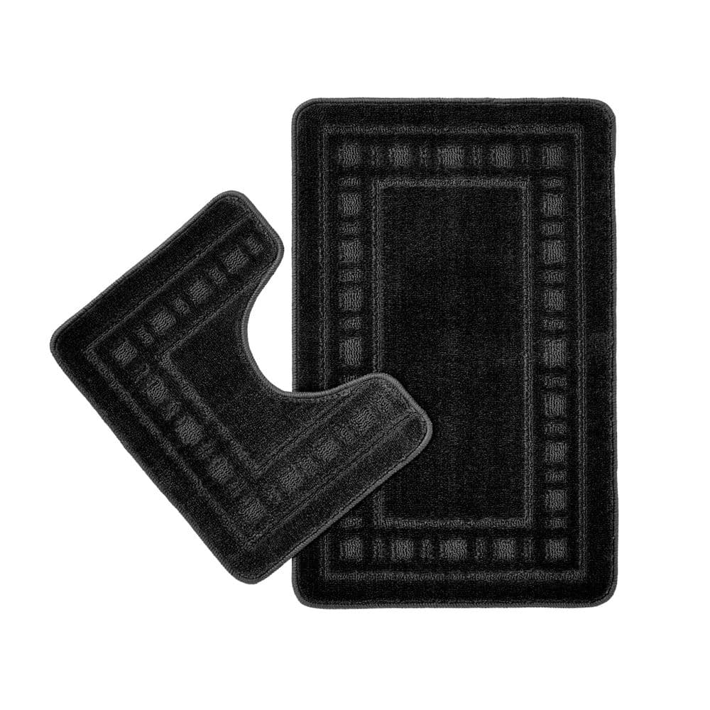 Catherine Lansfield Armoni Black Bath Mat and Pedestal Set