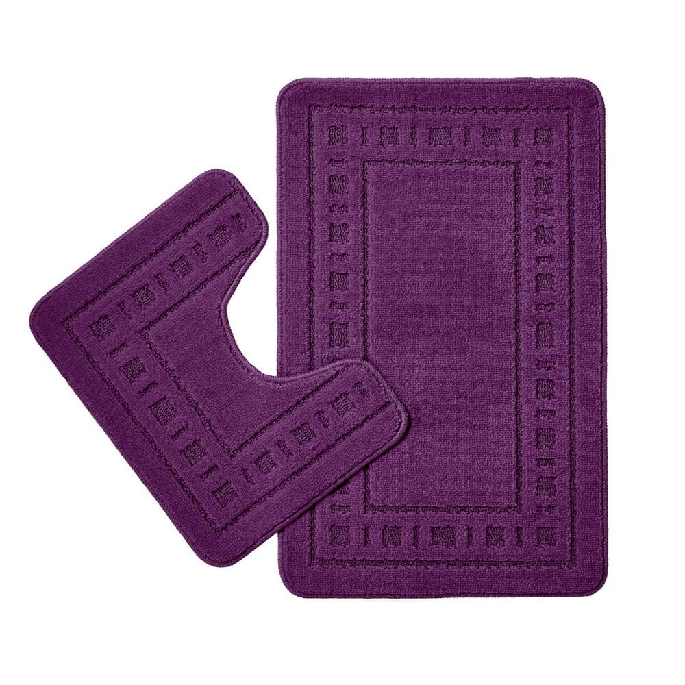 Catherine Lansfield Armoni Plum Bath Mat and Pedestal Set
