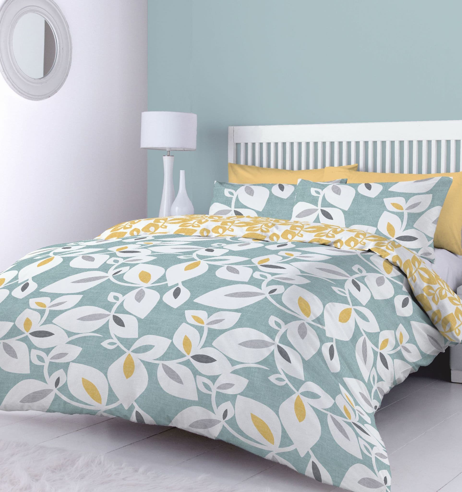 Catherine Lansfield Inga Leaf Teal Bedding Set