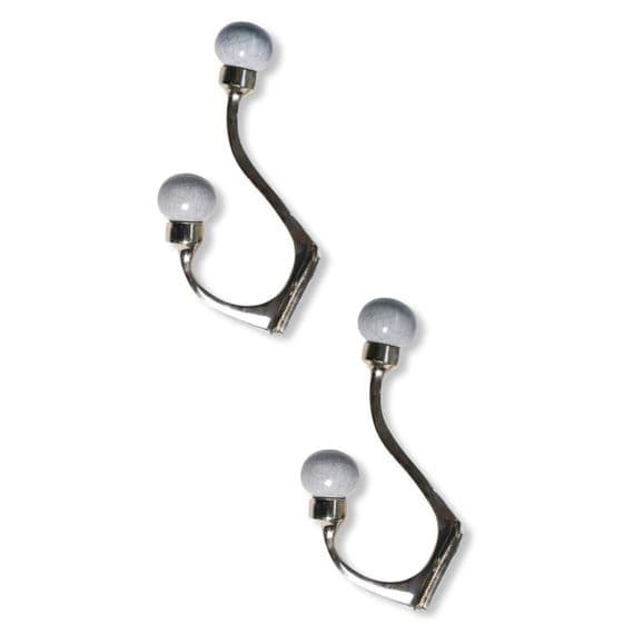 Laura Ashley Bertie Double Metal Curtain Tieback Hooks Pair - Dove