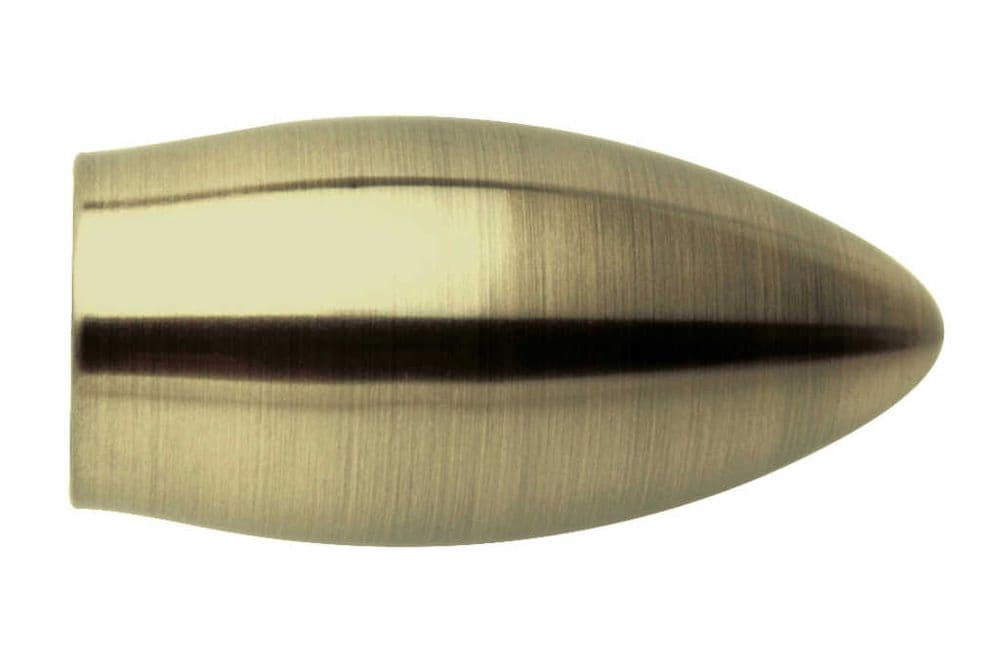 Neo 28mm Metal Curtain Pole Bullet Finials Pair - Spun Brass