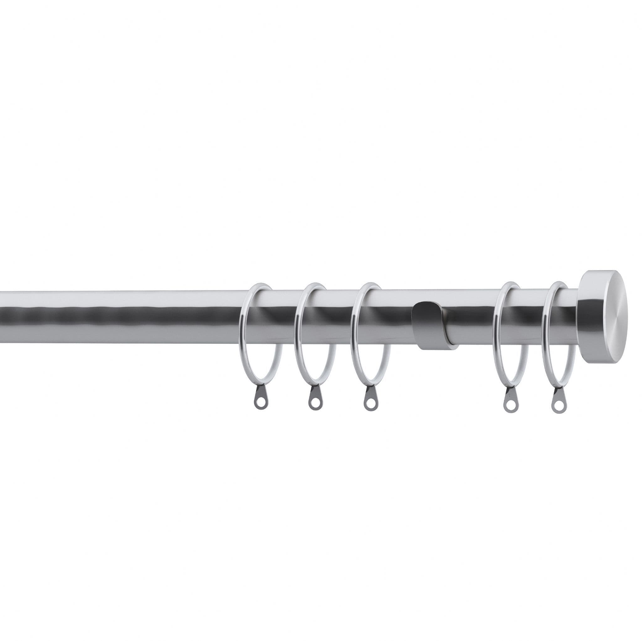 Speedy Stud 28mm Metal Curtain Pole - Satin Silver