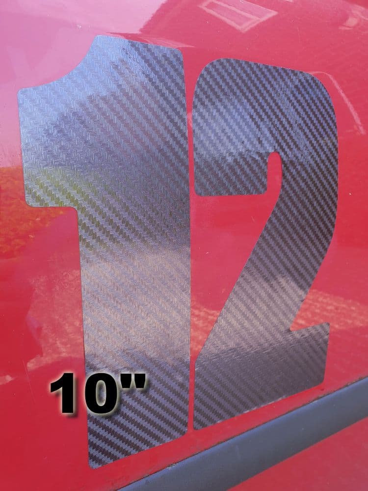 CARBON FIBRE black 10" Race Numbers 1 to 10