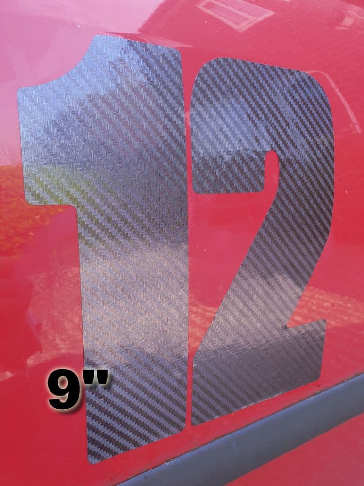 CARBON FIBRE black 9" Race Numbers 1 to 10