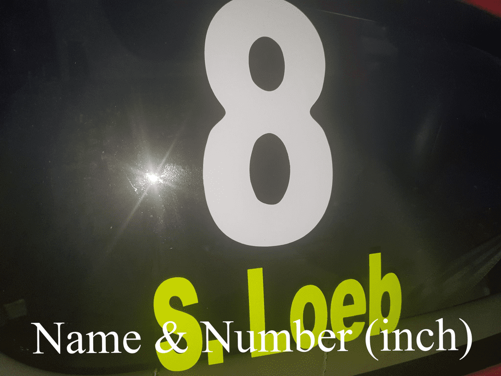 Custom Name and Number stickers set inch