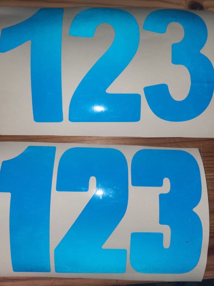 Reflective Blue Race Number inch Custom Size