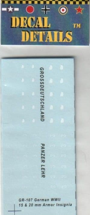 GR-107 WW2 German markings for Panzer Lehr and Gross Deutschland divisions