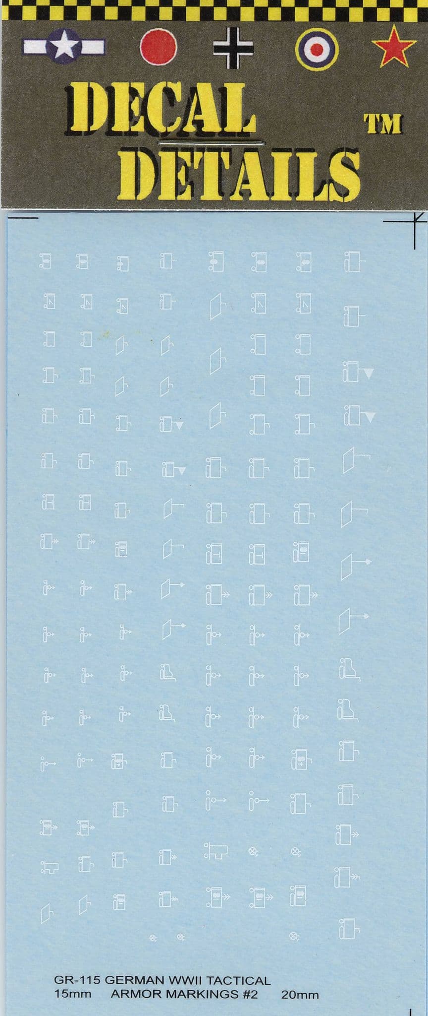 GR-115 - German WW2 15 / 20 mm Tactical Symbols Pz Gren Recon etc