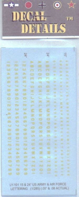 LY-101 Yellow USAF lettering 15 and 24" in 1/285 scale