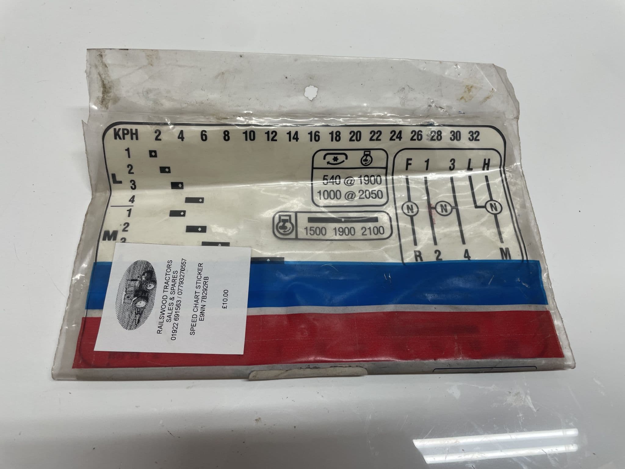 SPEED CHART STICKER E9NN 7B292RB