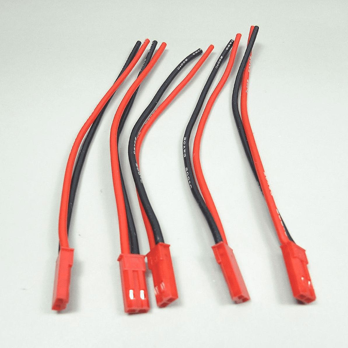 Male JST connector with 10cm quality soft silicon wire