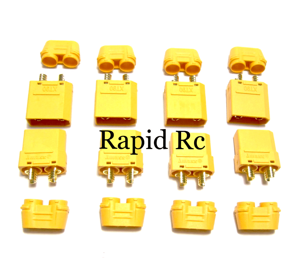 Nylon XT90 Connectors Male / Female With End Cap 4 Sets Yellow