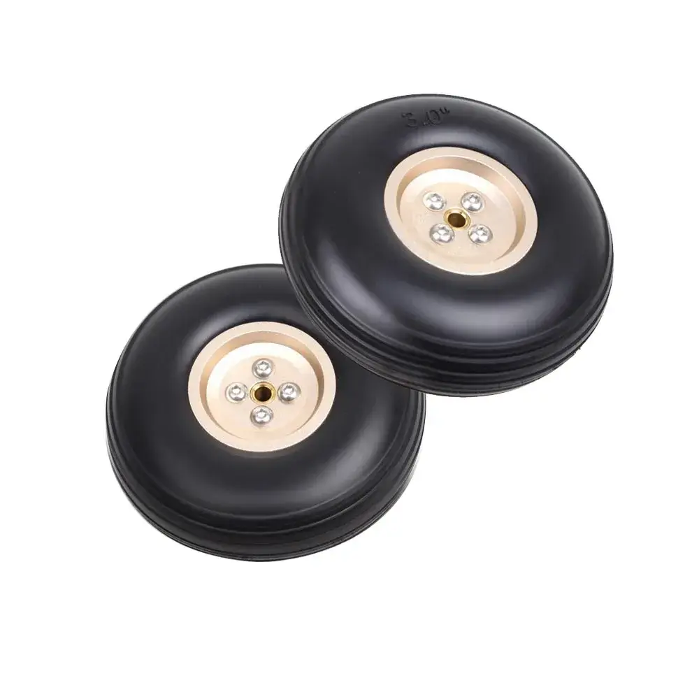 Scale Alloy Hub Rubber Wheel 4" / 100 mm 2pc Gold Rim