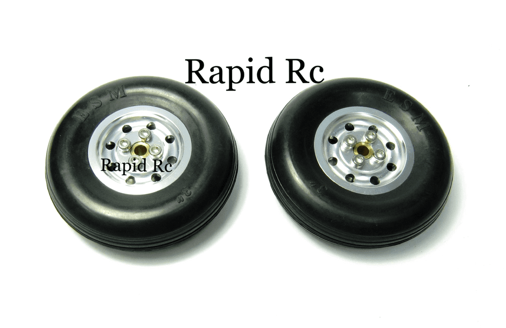 Scale ESM Alloy Hub Rubber Wheel 3" -/ 75 mm 2pc