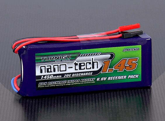 Turnigy nano-tech 1450mAh 2S1P 20 40C LiFePo4 Receiver Pack