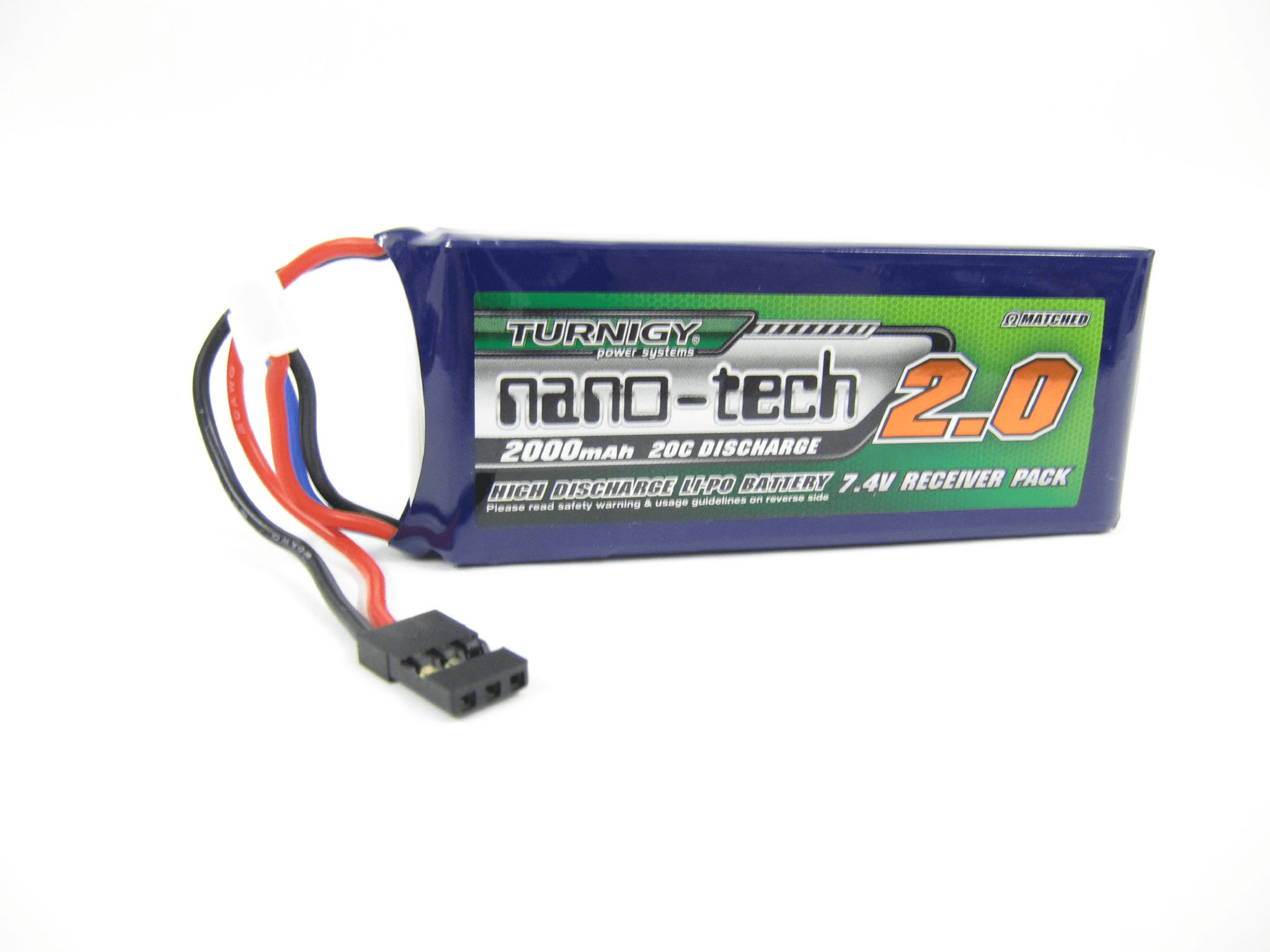 Turnigy nano-tech 2000mAh 2S1P 20 40C Lipo Receiver Pack JST-SH Futaba Plug