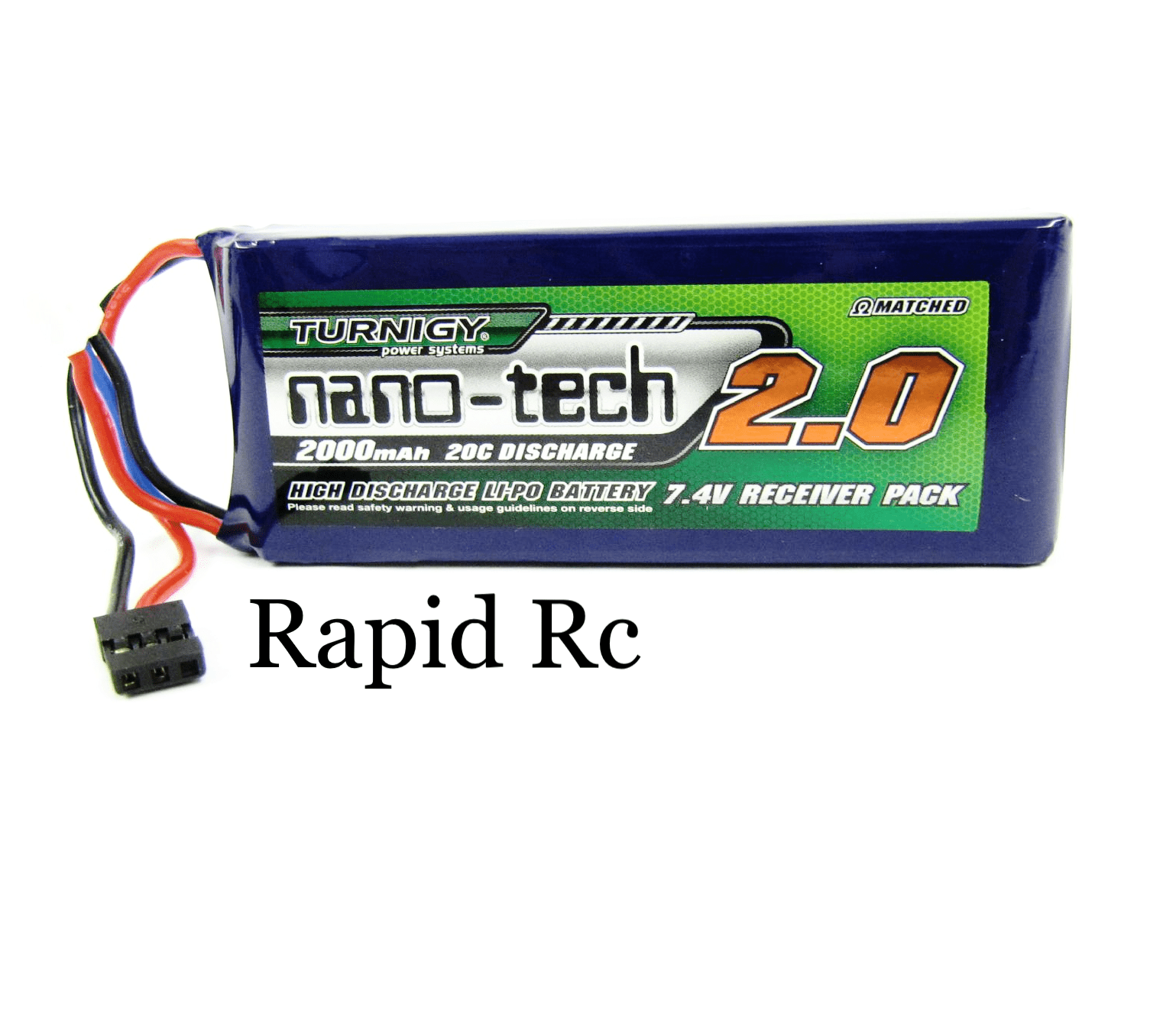 Turnigy nano-tech 2000mAh 2S1P 20 40C Lipo Receiver Pack JST-SH Futaba Plug