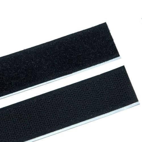 Velcro self Adhesive Backed hooks & loops 1000 mm L x 20mm w Black