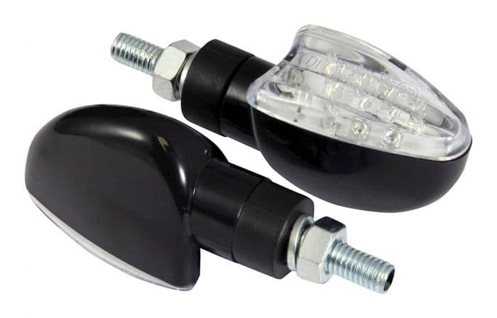 Bike It Short Stem LED Spear Indicators With Black Body And Clear Lens