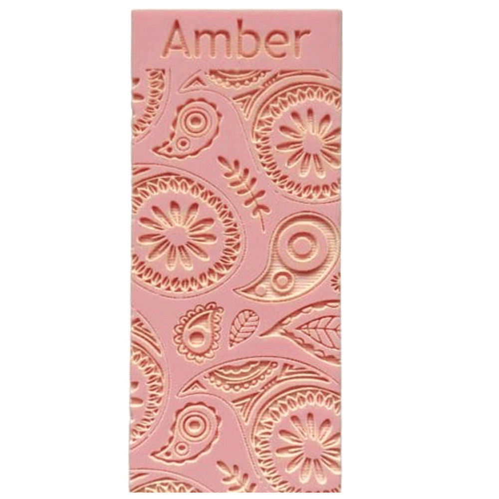 Amber Engraved half square stamp